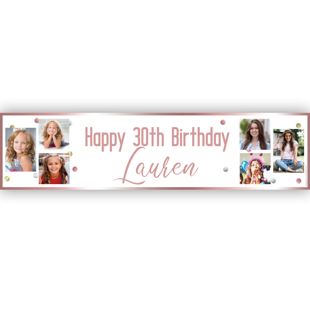 Multi Photo Rose Gold Personalised Photo Banner - 1.2m – Party Packs