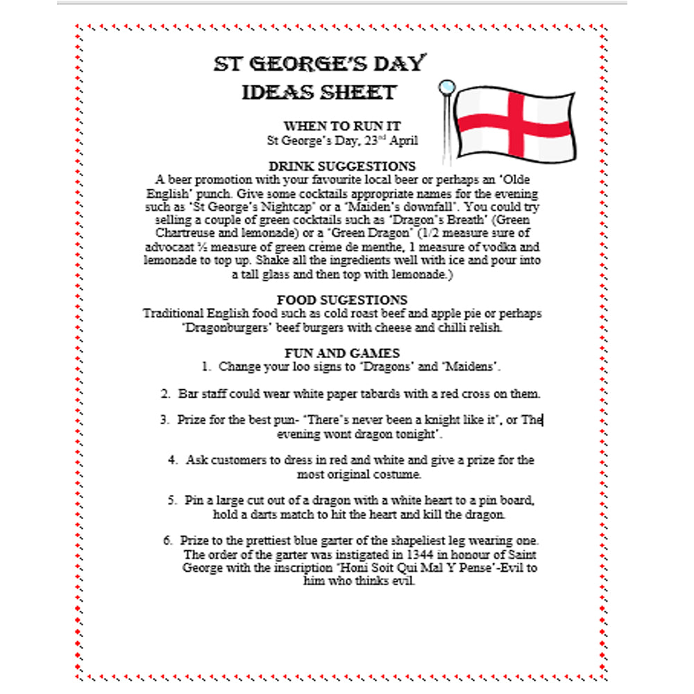 St George's ideas sheet – Party Packs
