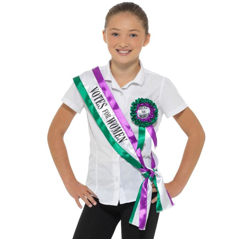 Votes For Women Sash and Suffragette Rosette Kit – Party Packs