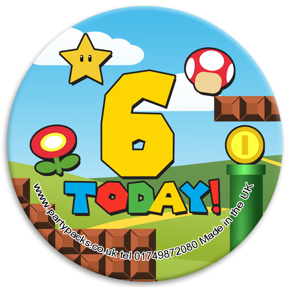 Personalised Super Plumber Bros Badge - Add Your Age - 58mm – Party Packs