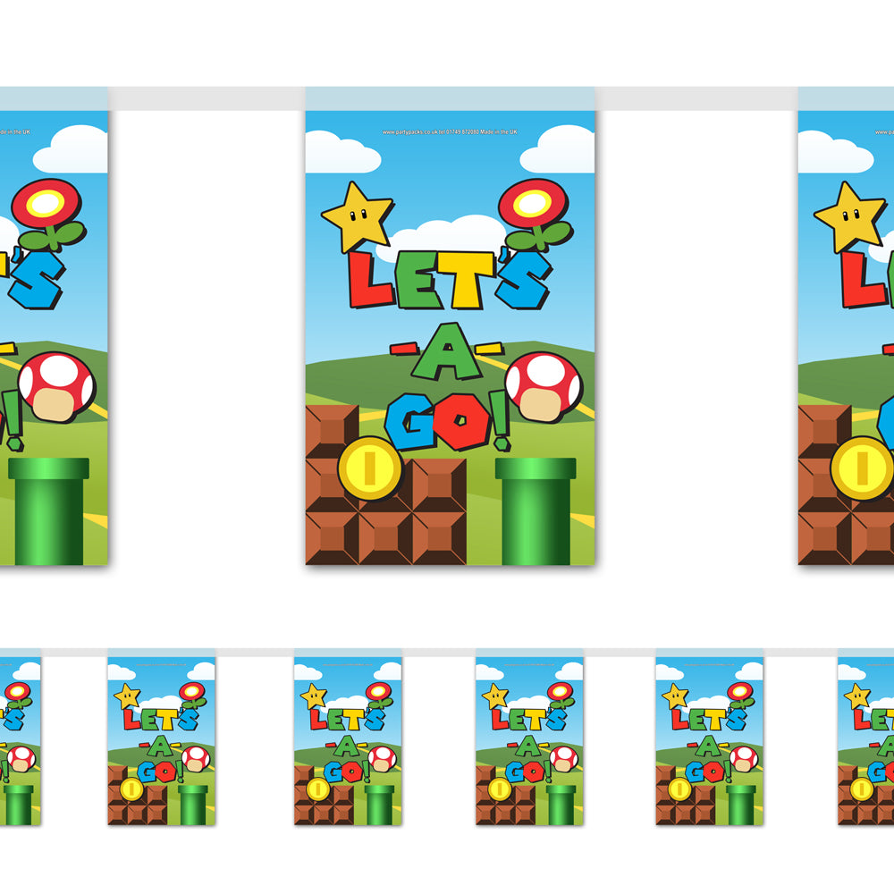 Super Plumber Bros Bunting - 2.4m – Party Packs