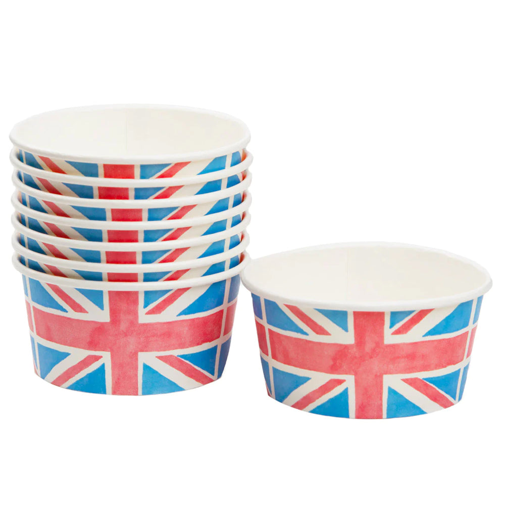 British Union Jack Ice Cream Bowls - Pack of 8 – Party Packs
